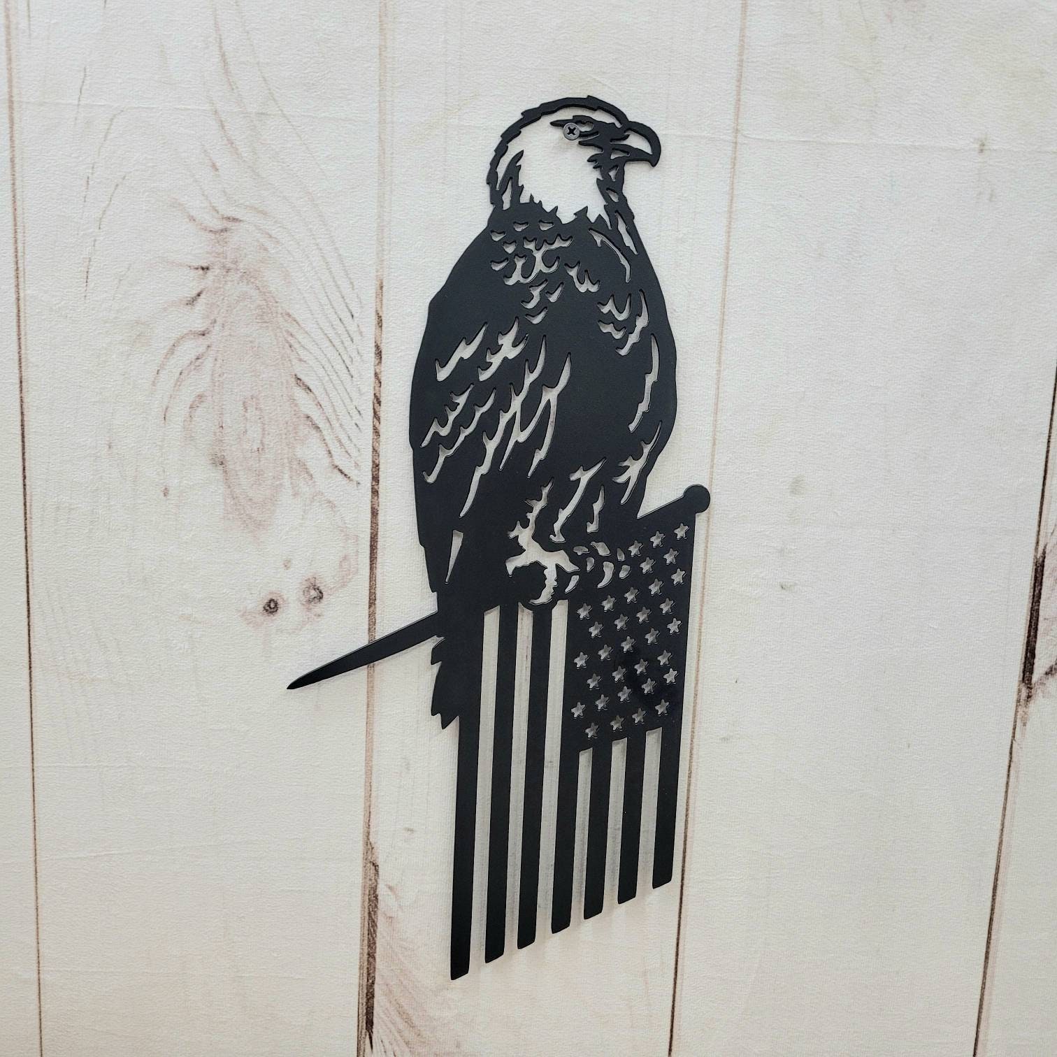 Metal Eagle Flag Tree Stake: Patriotic Yard Art - Etsy