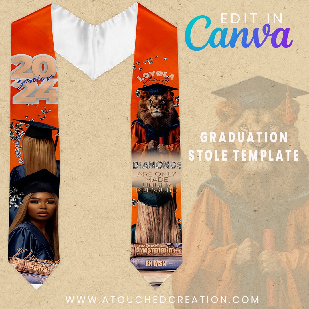 Canva Senior 2024 Stole Template GRAD, Editable, Graduate, Senior ...
