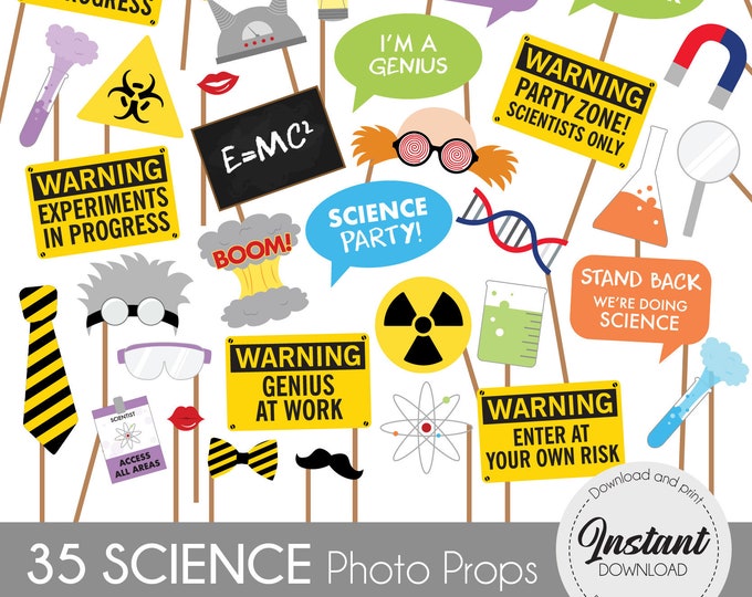 Science Party Photo Props Photo Booth Printable/ Scientist Photo Props ...