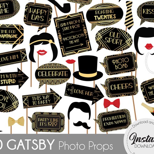 Gatsby Photo Booth Props 1920s Photo Props Great Gatsby | Etsy