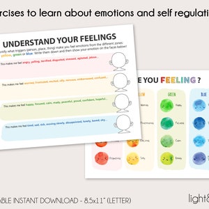 Feelings and Emotions With Coping Skills for Kids, Therapy Worksheets ...