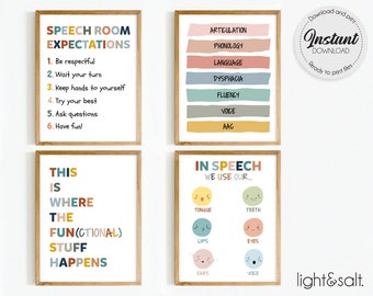 Prints wall art for slp flowers digital file Speech Therapy Room Decor ...