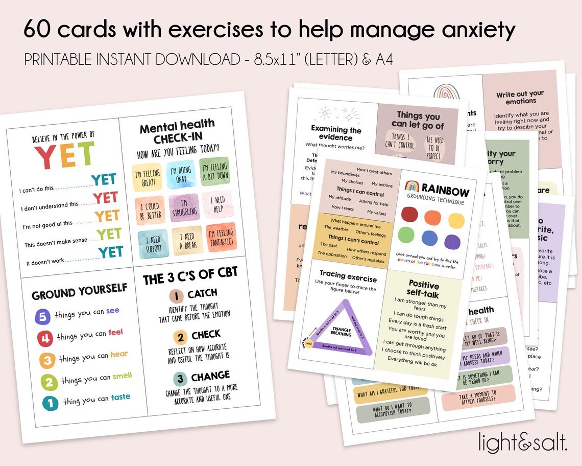 Anxiety Coping Skills Cards Grounding Cards Anxiety Cards - Etsy Canada