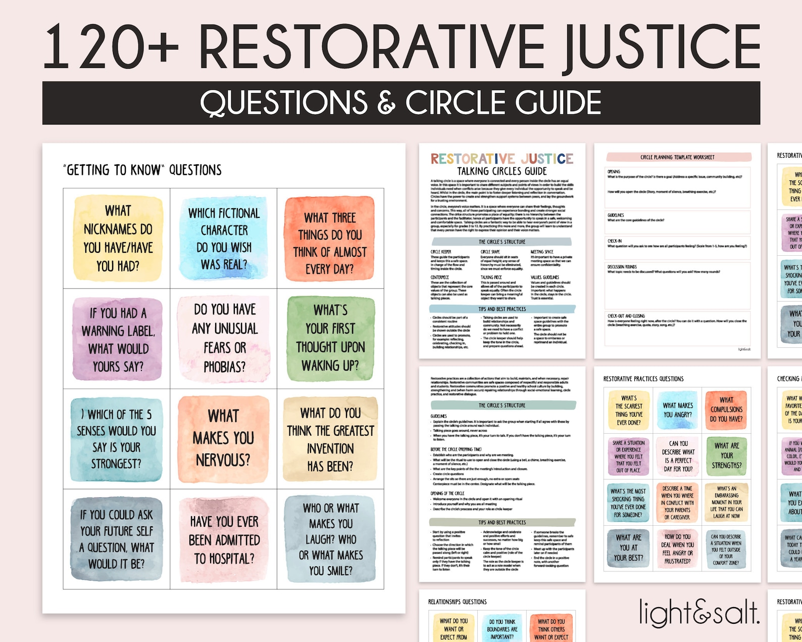 Restorative Justice Circle Questions and Prompts School Counselor ...