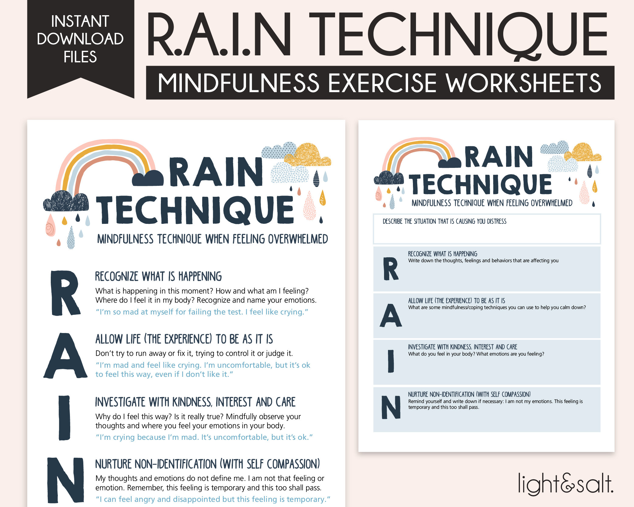 Rain Mindfulness Worksheet, Things I Can Control, Worry Worksheets ...