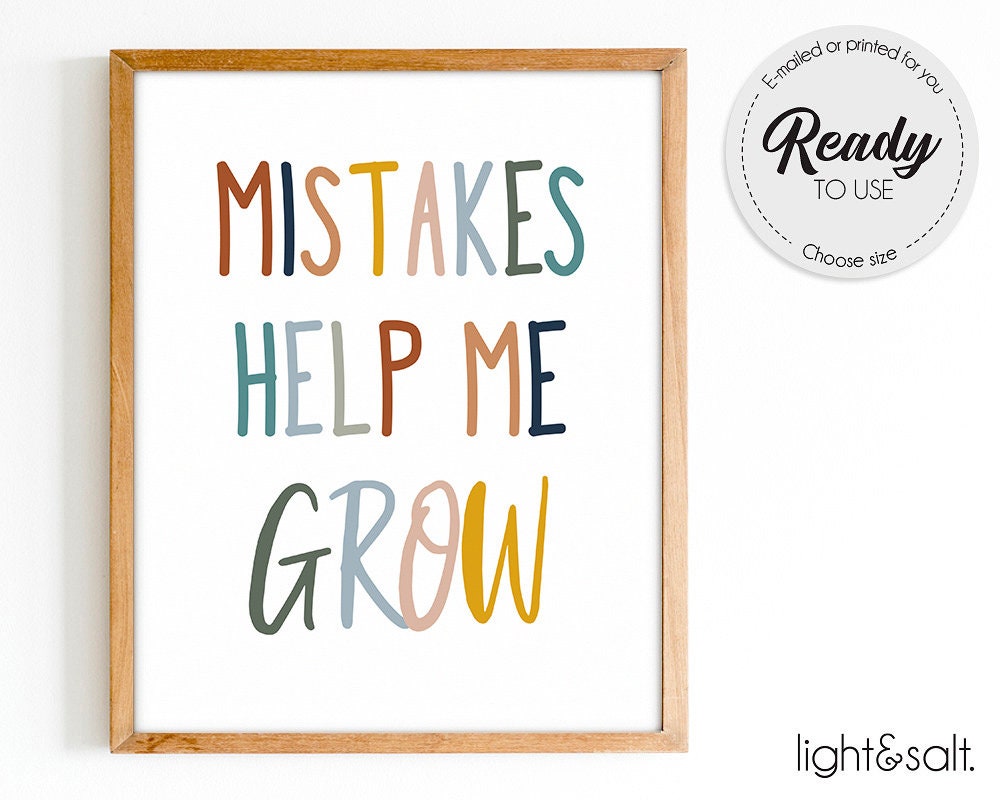 Mistakes Help Me Grow Poster, We Can Do Hard Things, Growth Mindset ...