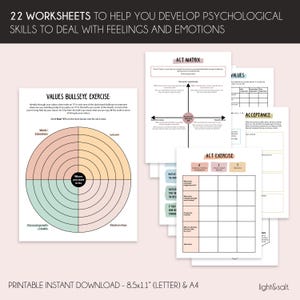 ACT Therapy Worksheets, Acceptance and Commitment Therapy, Values ...