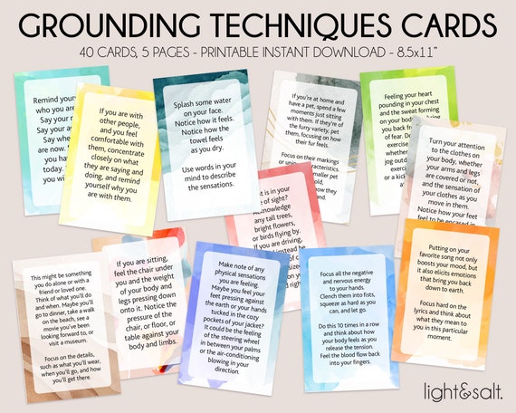 Grounding Flash Cards Mindfulness Breathing Exercises Coping - Etsy