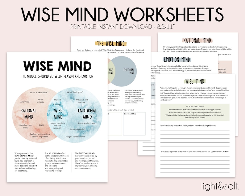 DBT Wise Mind Worksheets DBT Skills DBT Therapy Tools - Etsy