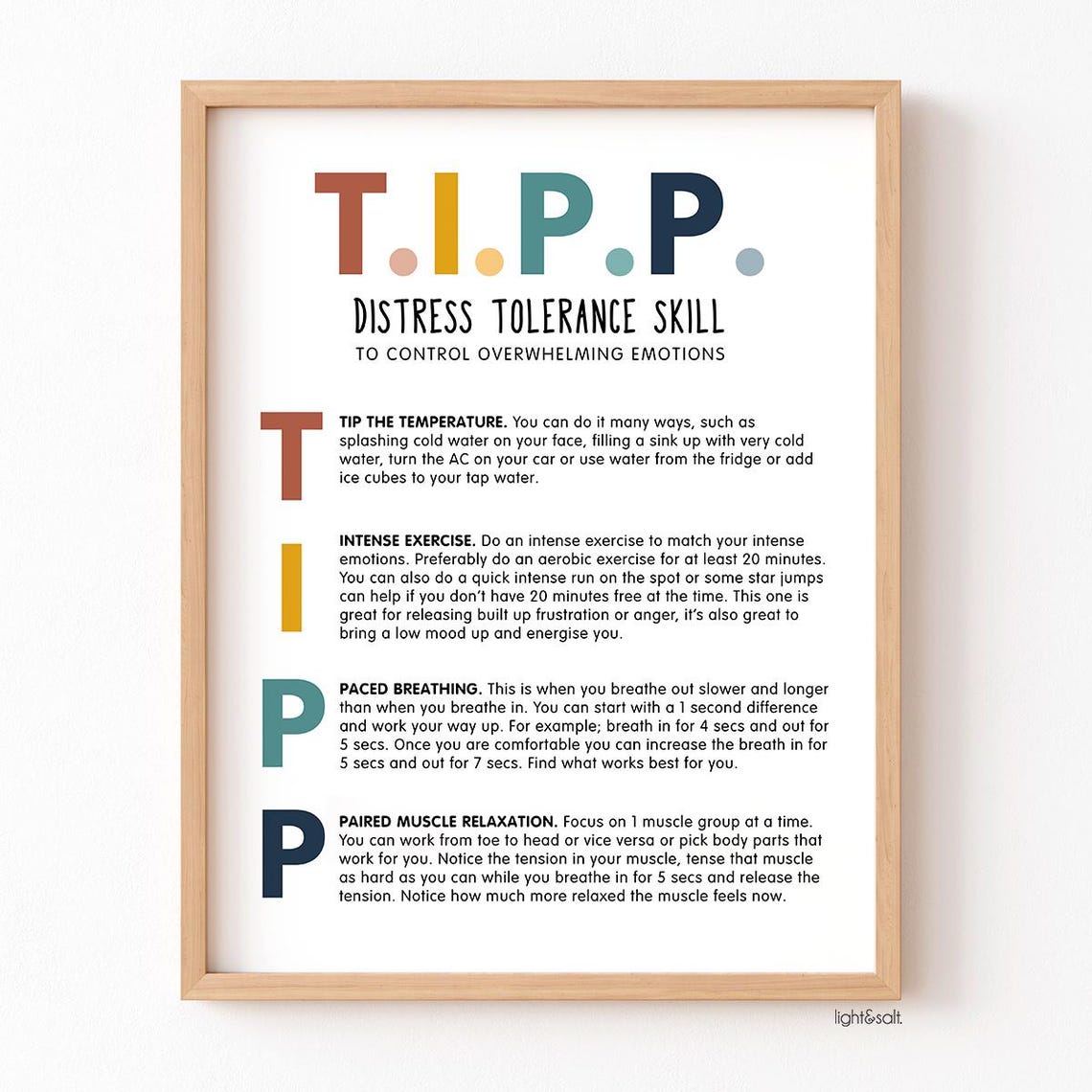 TIPP DBT Poster, Mental Health Poster, Therapy Poster, Therapist Office ...