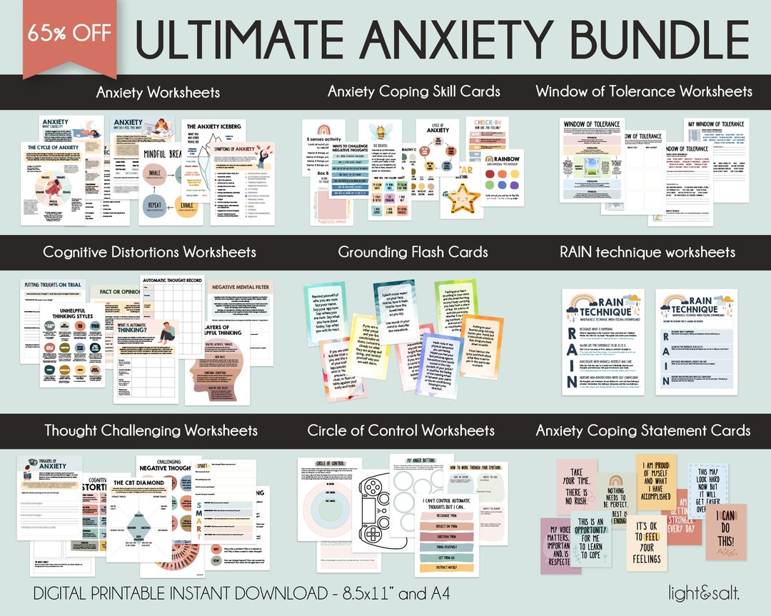 Anxiety Mega Bundle, 65% Off, Psychologist Resources, Therapy ...