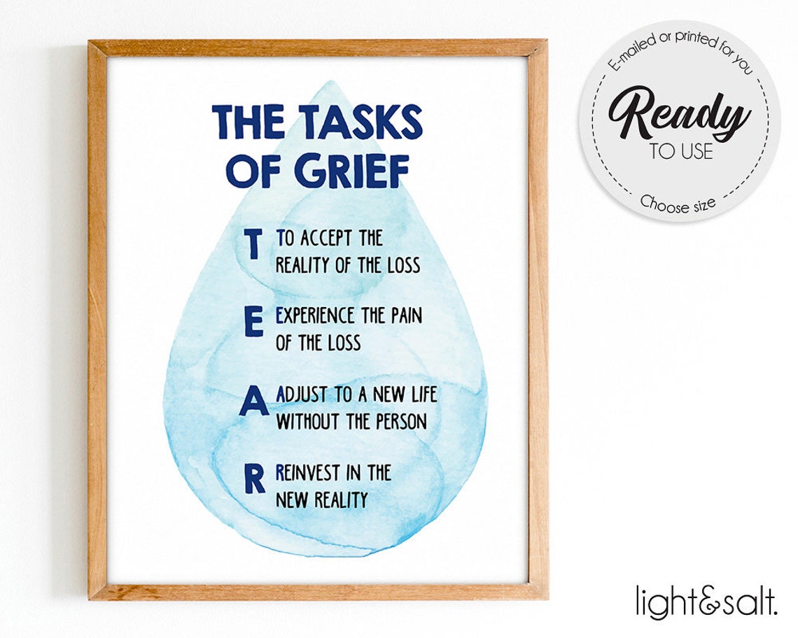 The Tasks of Grief, Tear Model Poster, Grief Poster, Stages of Grief ...