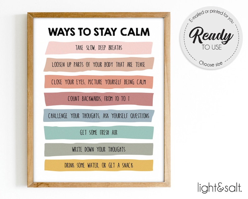 Ways to Stay Calm, Challenging Negative Thoughts Poster, Calming ...