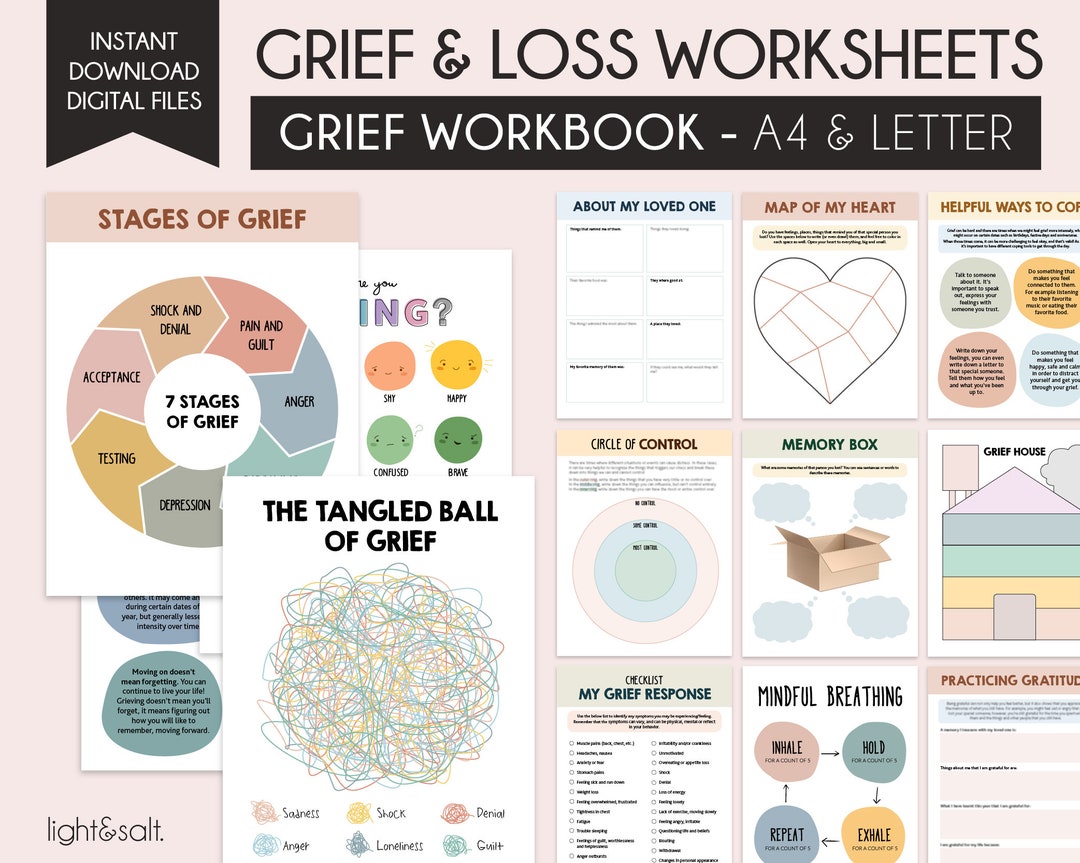 Grief Worksheets, Grief Journey Journal, Depression Worksheets, Anxiety Worksheets, Kids ...