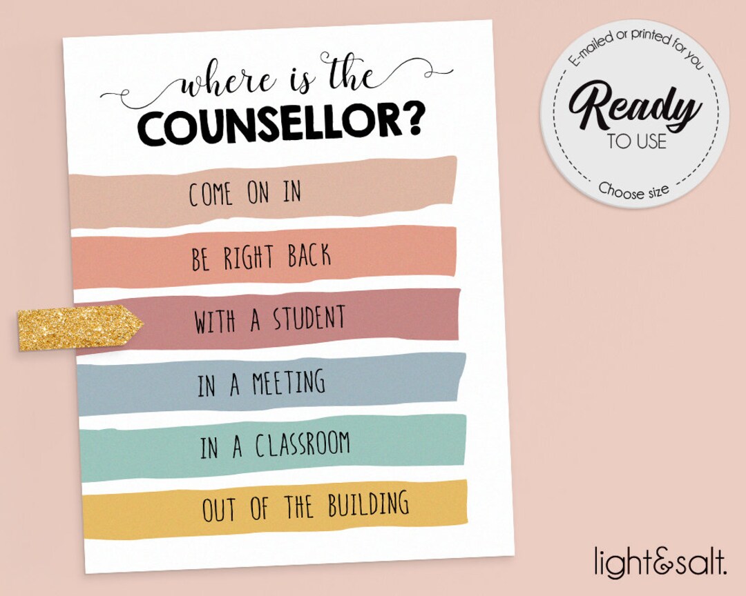 School Counselling Office Sign Door, Where is the Counsellor Door Sign ...