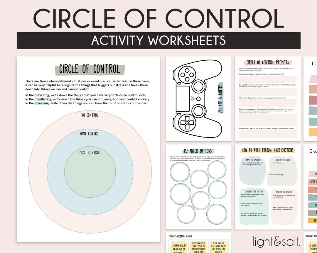 Circle of Control Therapy Worksheets Things I Can Control - Etsy