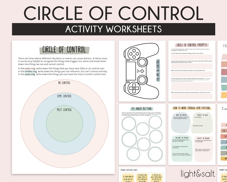 Circle of Control Therapy Worksheets Things I Can Control - Etsy