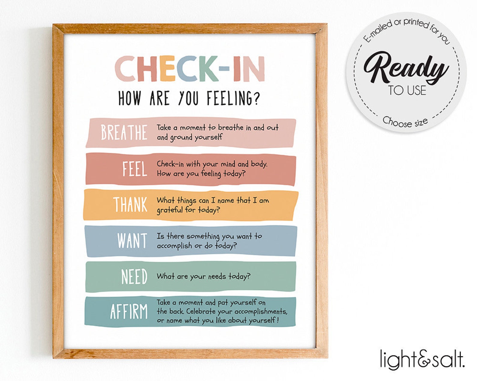 Feelings Check in Poster Mental Health Poster Self Care - Etsy