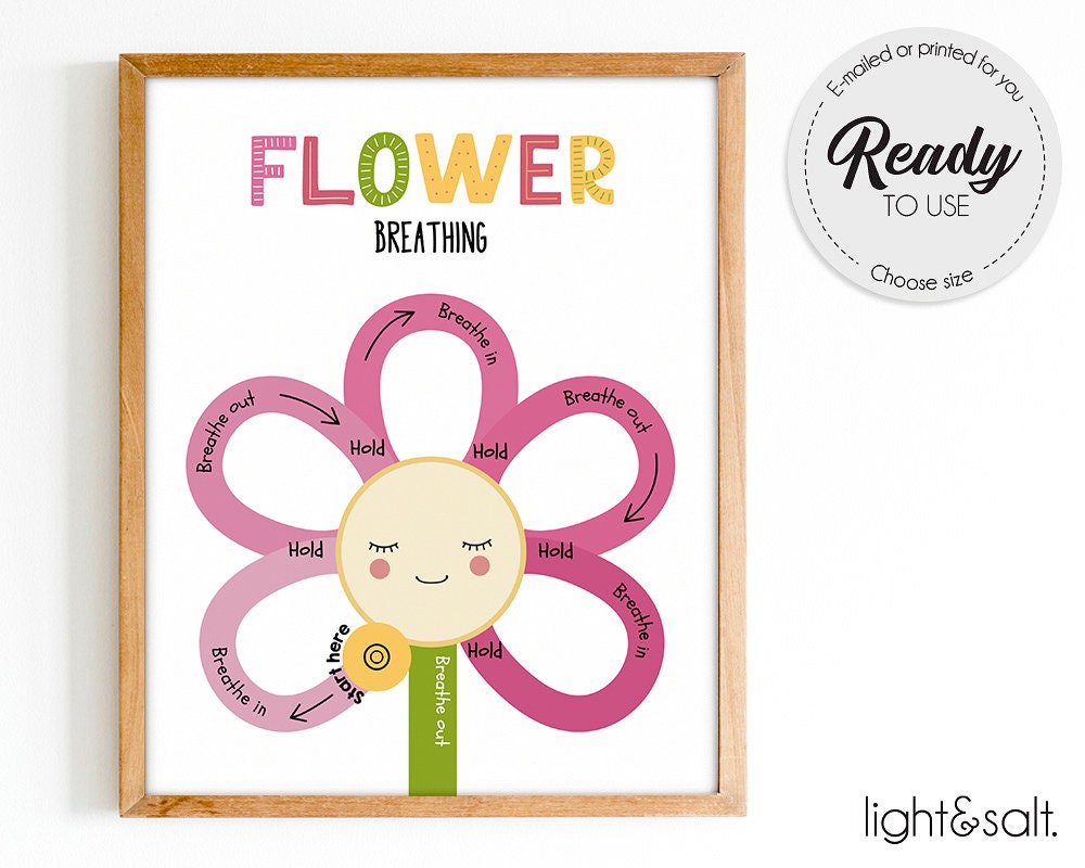 Mindfulness Breathing for Kids Mental Health Posters Set of - Etsy