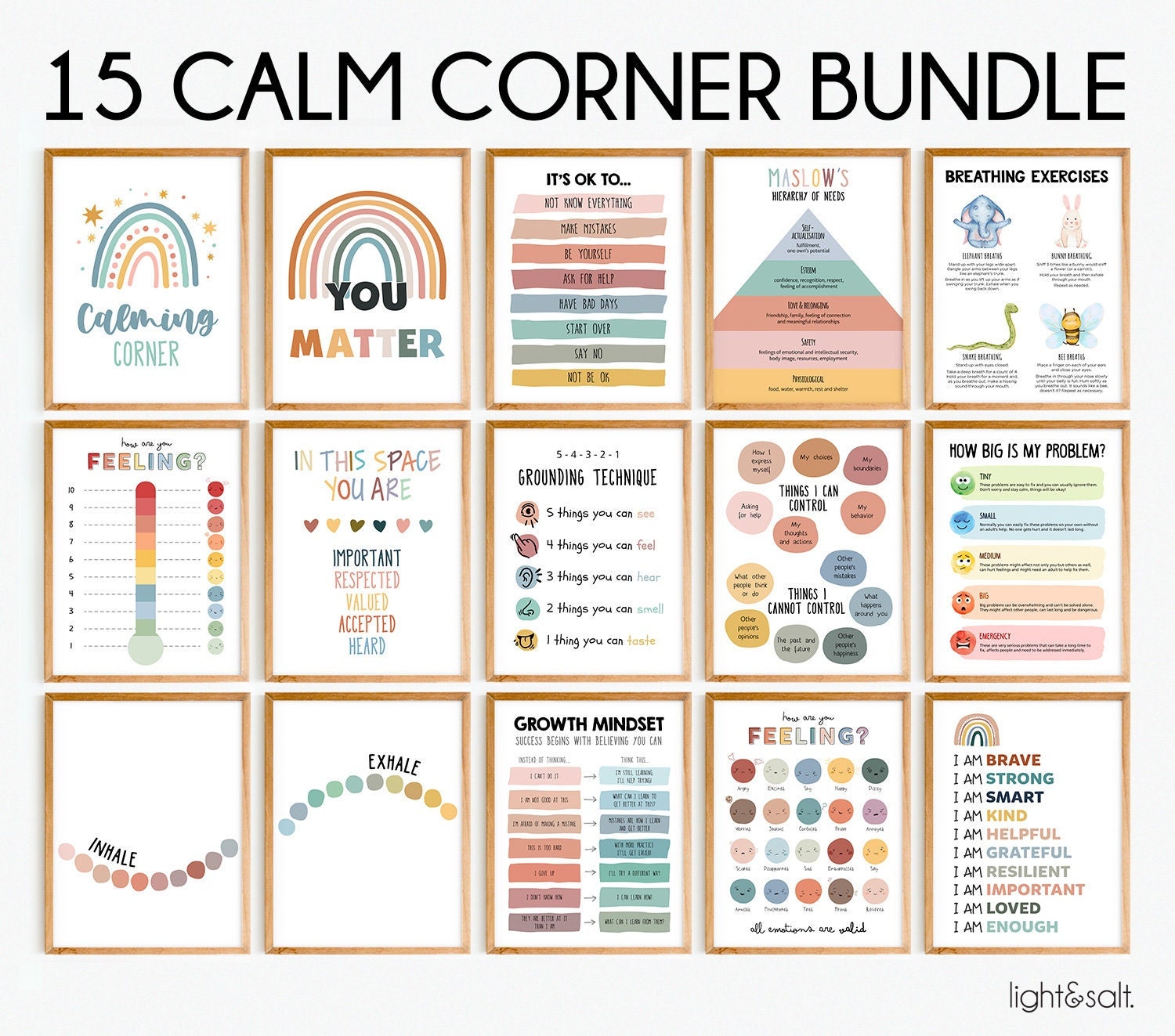 Calming Corner Bundle Set of 15, Boho Classroom Decor, Mental Health ...