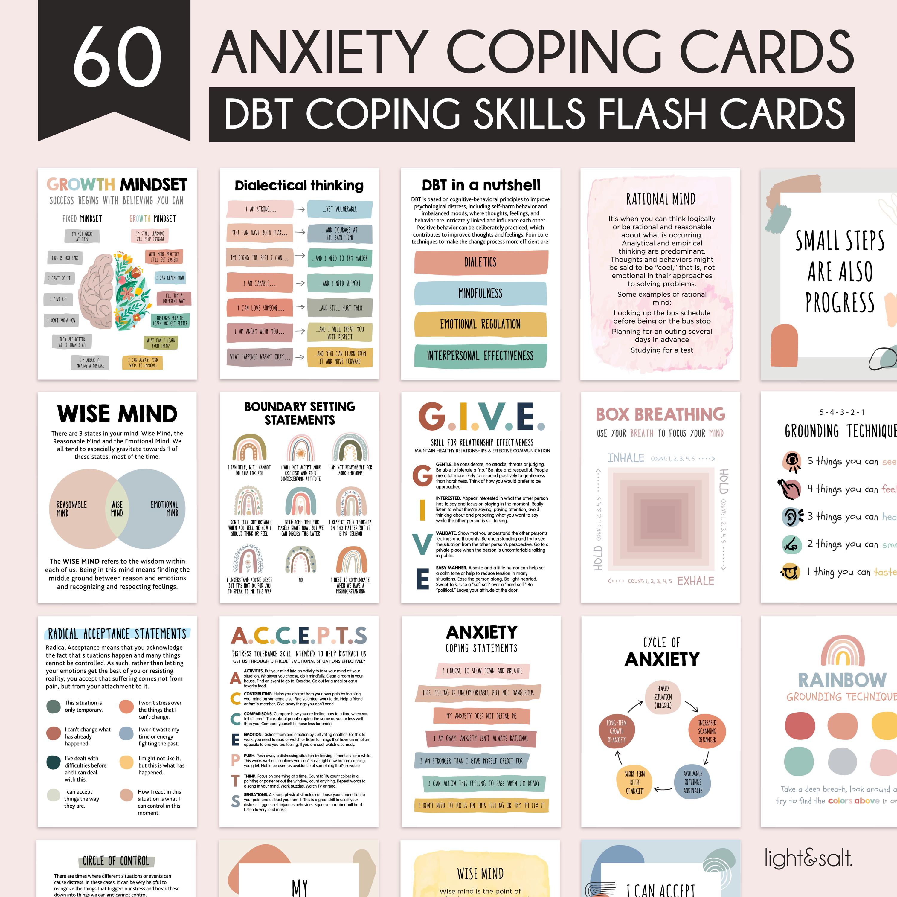 95 Card Dbt Therapy Flashcards Coping Skills Anxiety DBT Therapy ...