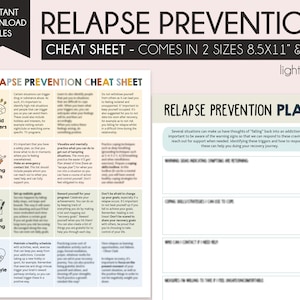 Relapse Prevention Cheat Sheet and Plan, Sobriety, Addiction, Substance ...