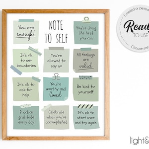 Note to Self Poster, Self Care Poster, Be Kind to Yourself, Daily Check ...