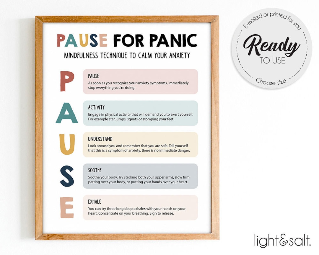 Pause for Panic Poster, Trauma Recovery, Stress, Anxiety Poster, Mental ...