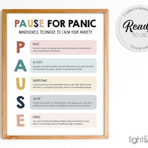 Pause for Panic Poster, Trauma Recovery, Stress, Anxiety Poster, Mental ...