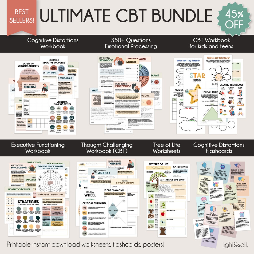 Ultimate CBT Bundle, CBT Therapy Worksheets, Coping Skills, Cognitive ...