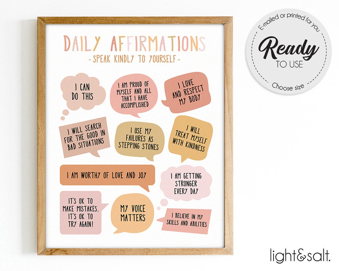 Daily Affirmations Poster Encouragement Mantras Note to - Etsy