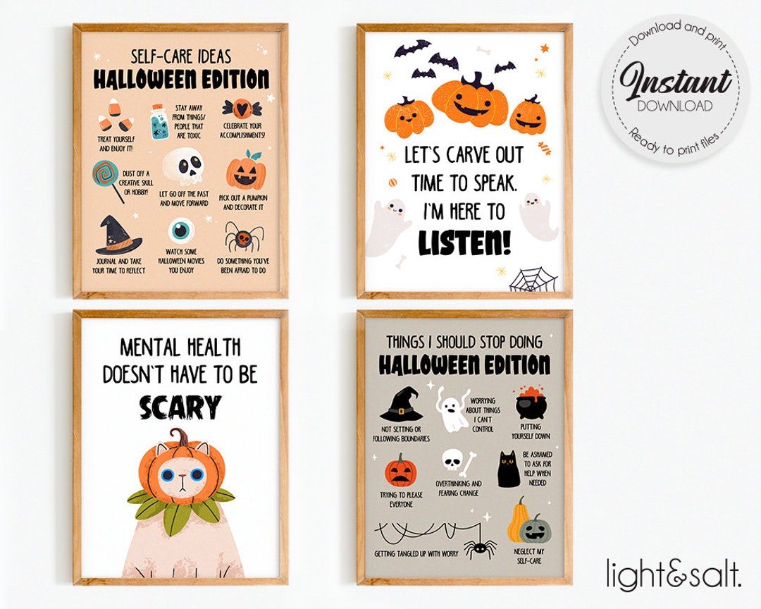 Halloween Posters, Halloween Mental Health Posters, Set of 4, School ...