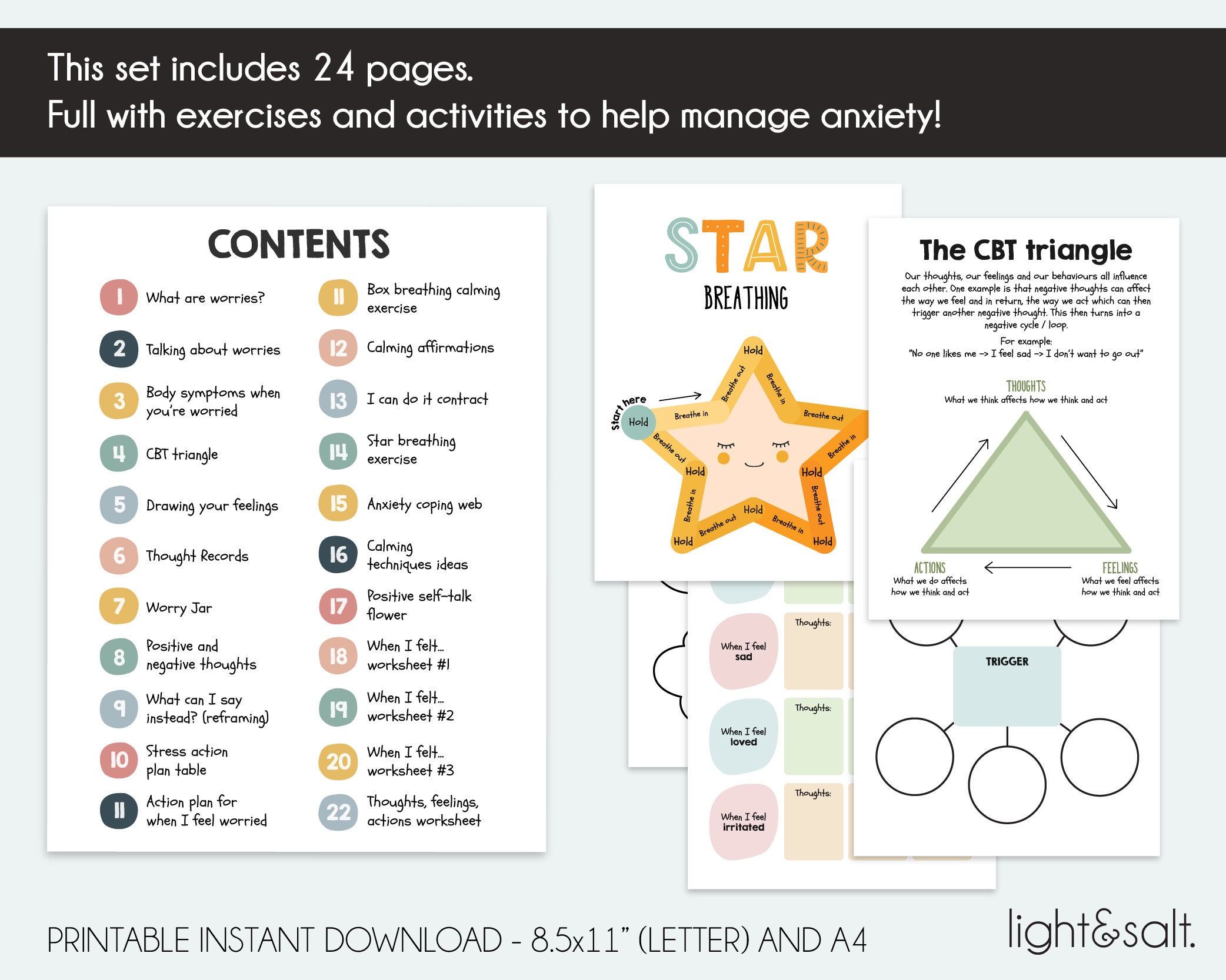 CBT Activity for Kids Therapy Worksheets CBT Worksheets - Etsy Canada