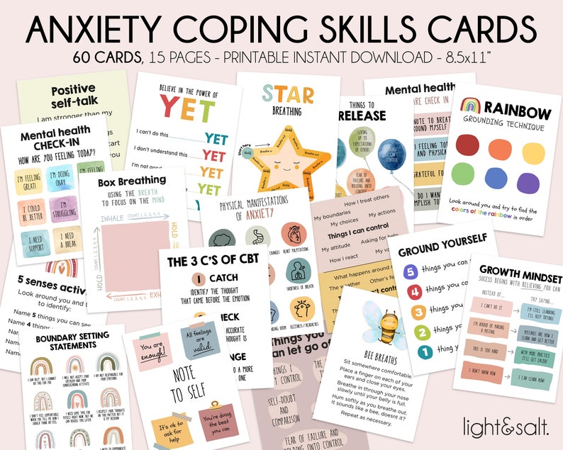 Anxiety Coping Cards Bundle Coping Skills Cards DBT Flash - Etsy