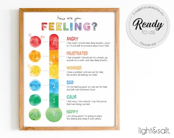 Rainbow Feelings Thermometer Feelings Poster (Download Now) - Etsy