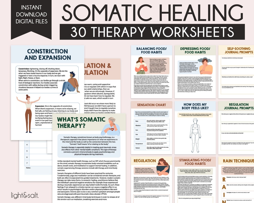 Somatic Healing Workbook Somatic Therapy Worksheets Inner Healing