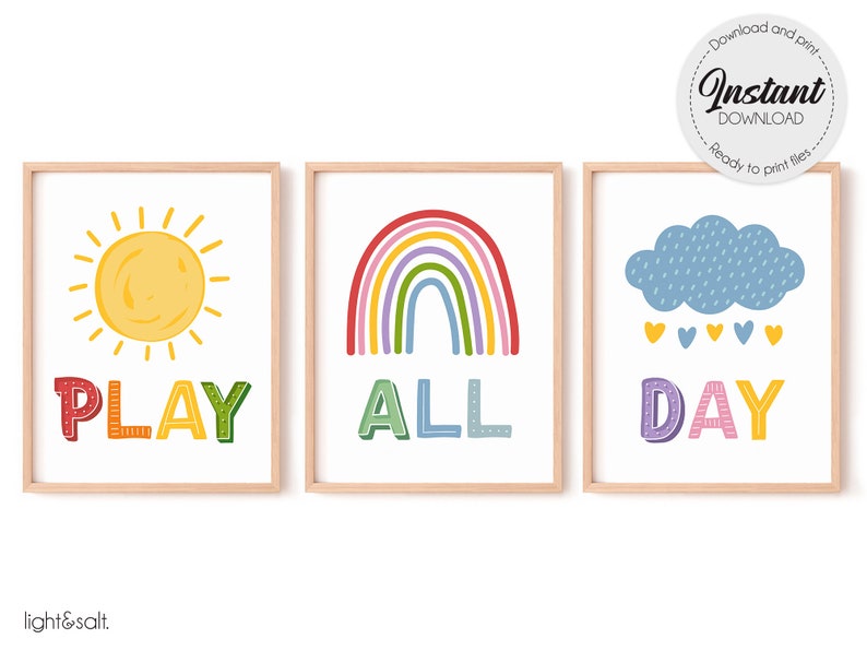 Play All Day Printable Poster Set of 3 Lets Play Sign - Etsy
