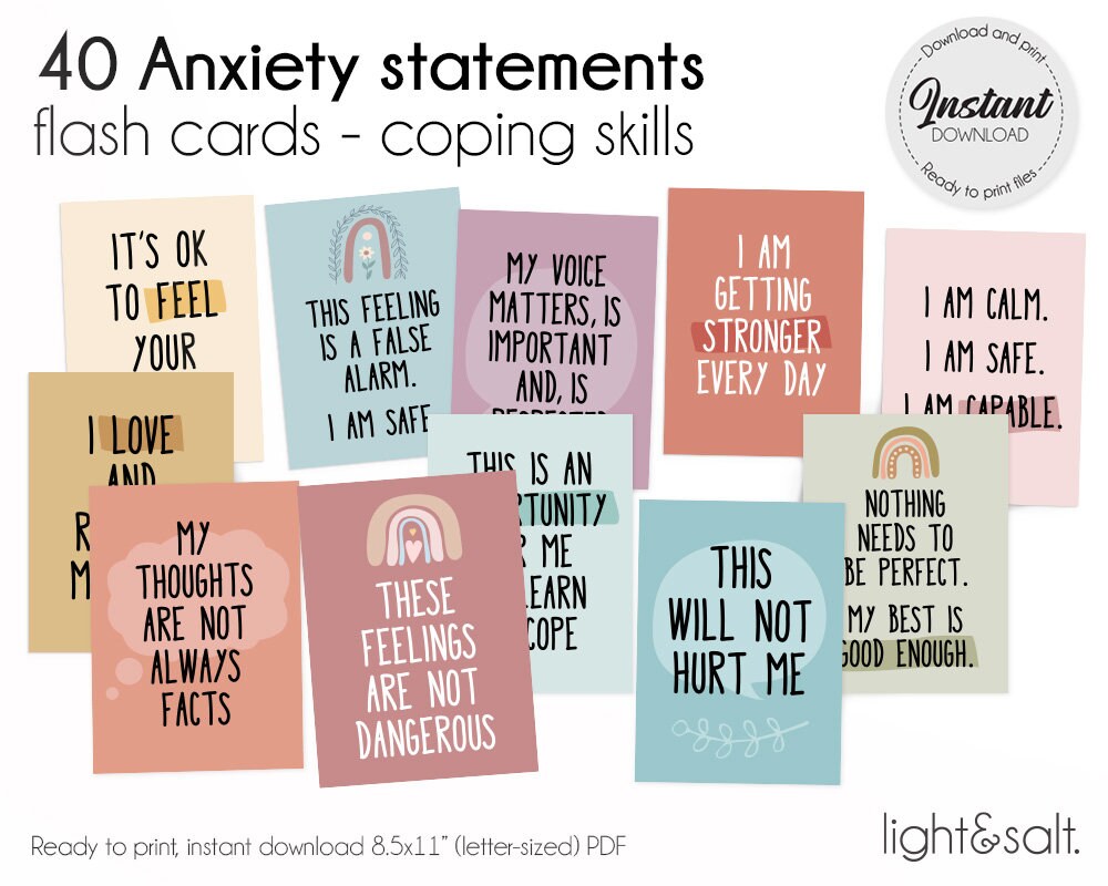 Anxiety Coping Skills Cards Anxiety Cards CBT DBT Flash - Etsy Canada