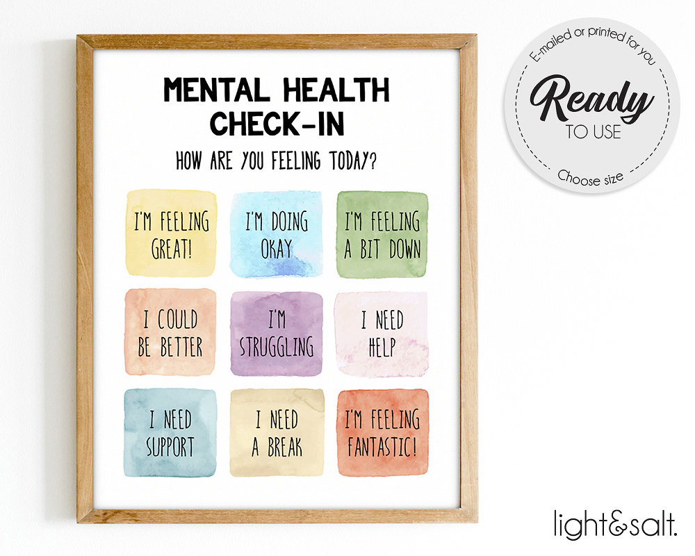 Mental Health Check-in Self Care Check In Calm Down Corner | Etsy