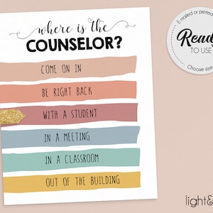 School Counseling Office Sign Door, Where is the Counselor, School ...