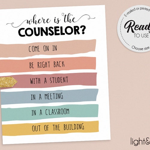 School Counselor Door Sign Where is the Counselor Counseling - Etsy