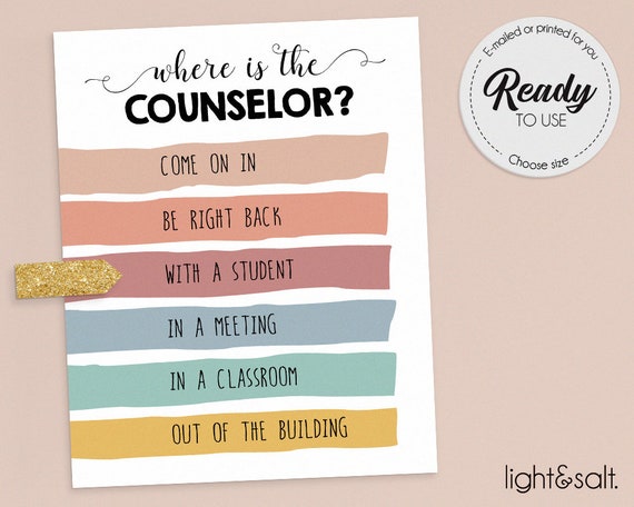 School Counseling Office Sign Door Where is the Counselor | Etsy