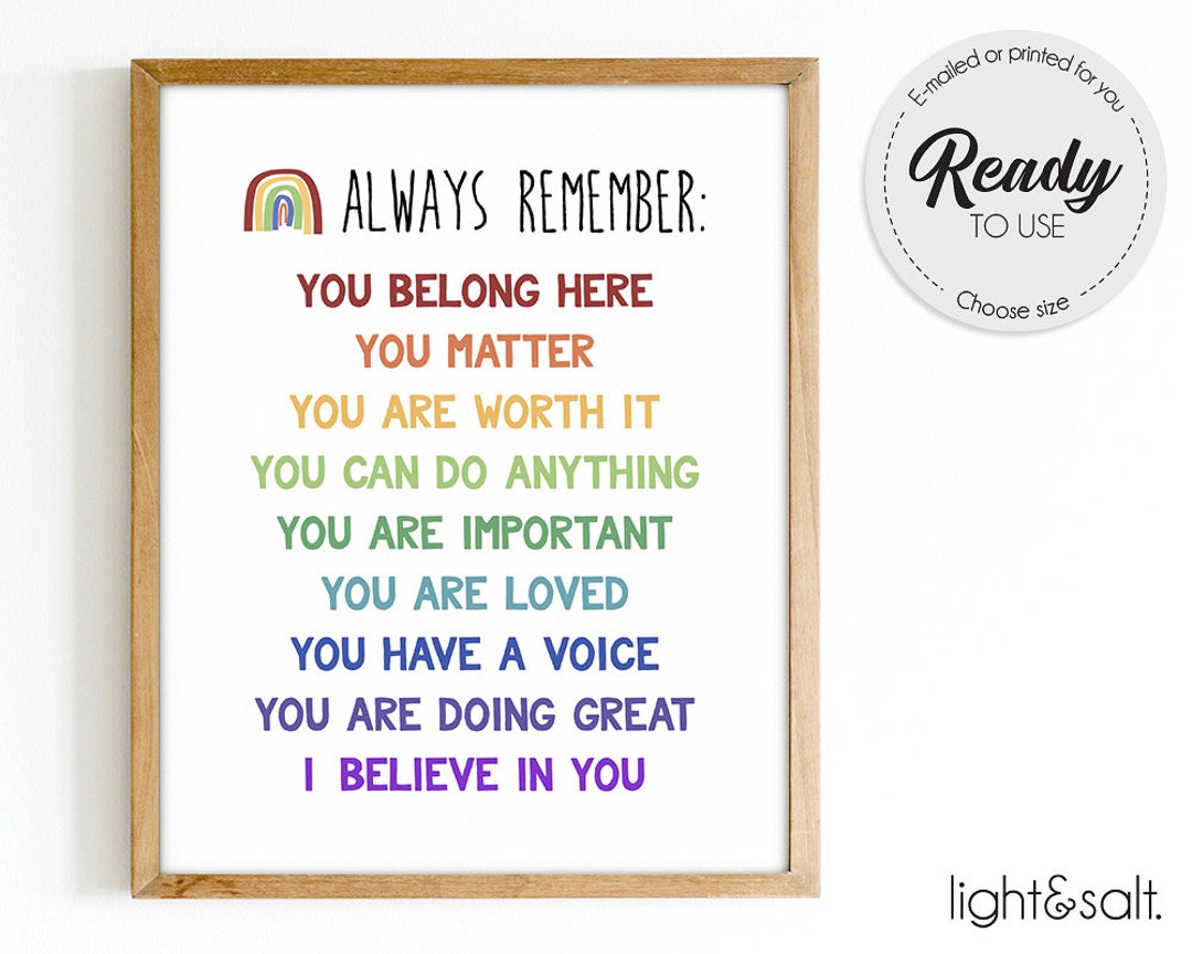 Always Remember, You Belong Here, Inclusive Poster, Positive ...
