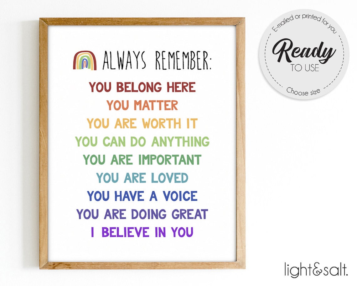 Always Remember, You Belong Here, Inclusive Poster, Positive ...