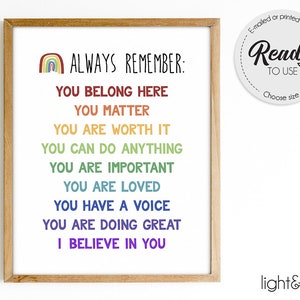 Always Remember, You Belong Here, Inclusive Poster, Positive ...