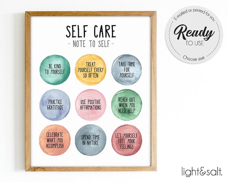 Self Care Poster, Mental Health Poster, Mindfulness Poster, Note to ...
