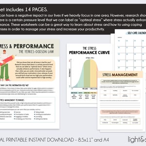 Stress Management Worksheets, Anxiety Worksheets, Stress Performance ...