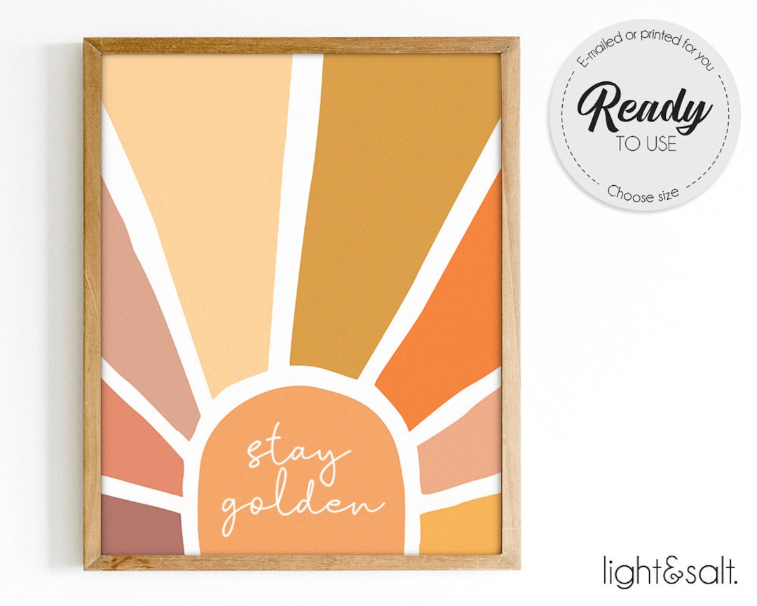 Boho Sun Rays Print, Stay Golden Print, Retro Sunburst Print, Printable ...