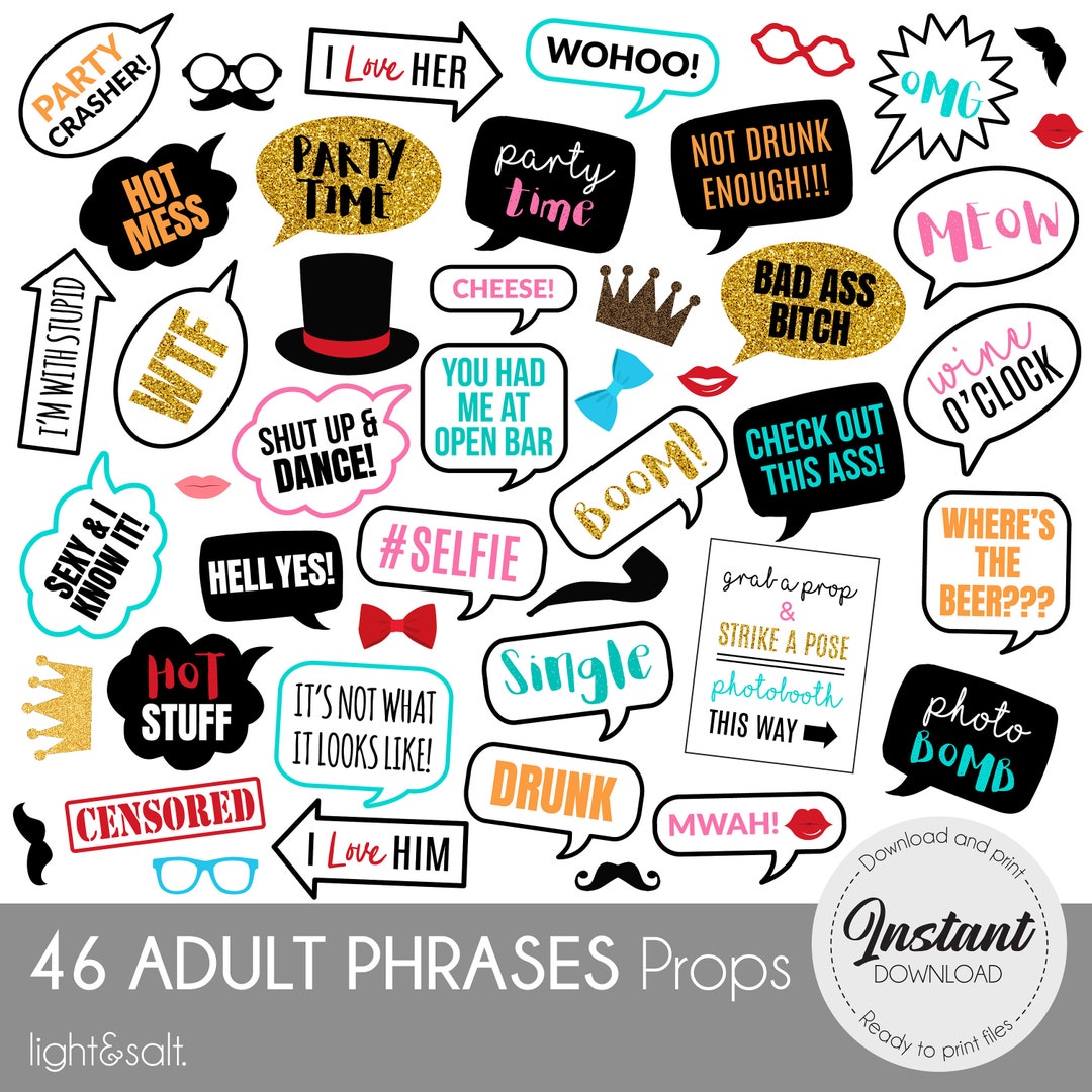 Adult Party Photo Booth Props, Adult Phrases Props, Adult Party Props ...