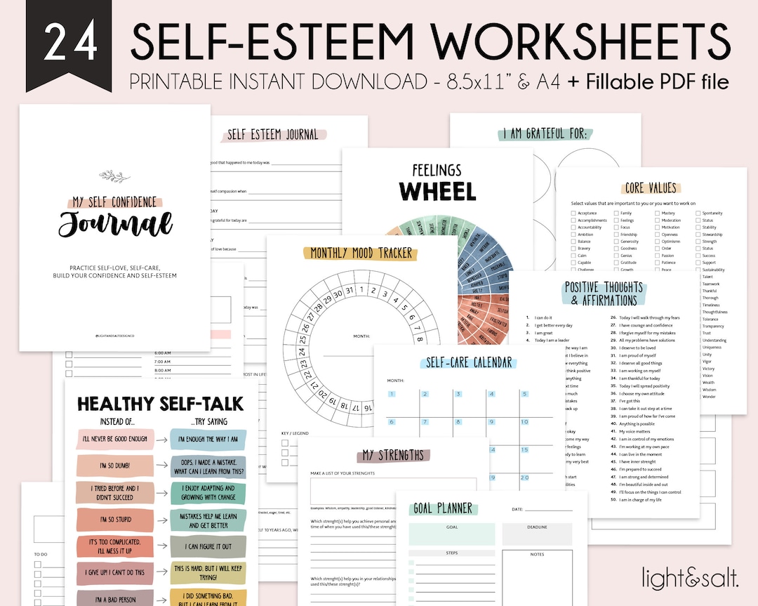 Self Esteem Worksheets, Confidence Building Workbook, Self Confidence ...